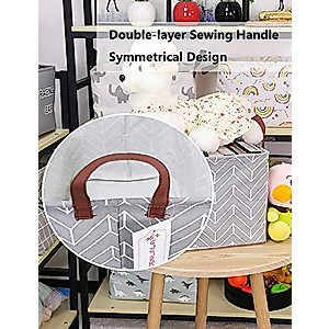 QUEENLALA Rectangular Laundry Hamper/Foldable Nursery Laundry Basket for Organizing/Storage Bin Baskets/Children Toy Office Bedroom/Toy Bin Closet Shelf Baskets（Rec-Grey Wheat）