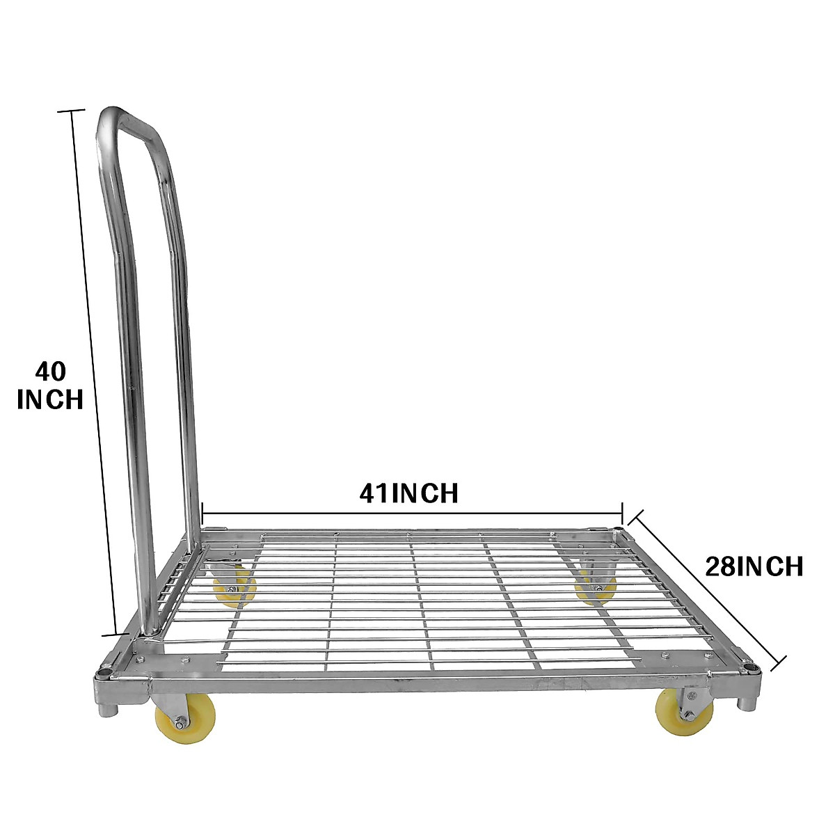 CiaoHER Heavy Duty Metal Platform Truck, 1200 lbs Industrial Standard Push Cart, 41x28 Extra Wide Deck Utility Dolly for Warehouses, Workshops, Restaurants and Homes Use