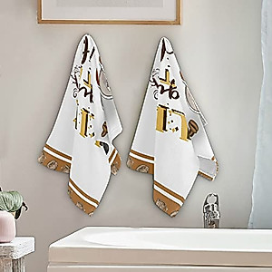 MAXKPOP Retro Coffee Towels Set of 2, Ultrahigh Absorbent Coffee Kitchen Towels Soft Multipurpose Hand Towels for Bathroom Kitchen, 28x14-inch