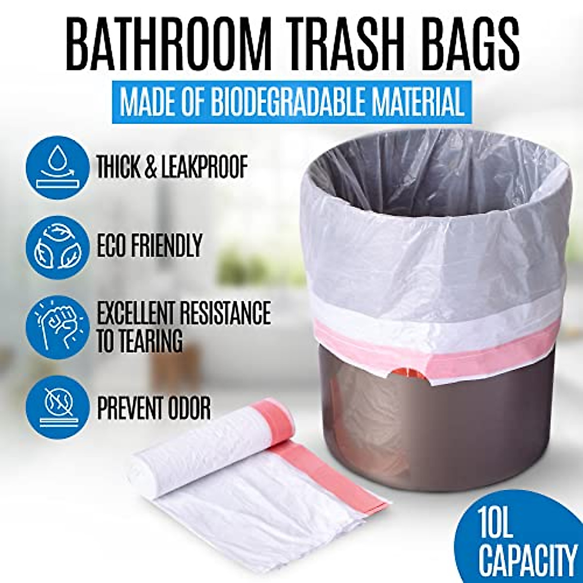 300 Ct 3 oz. Small Ecofriendly Disposable Paper Cups for Bathroom, Espresso Cups, with Ecofriendly Wooden Cup Holder and Biodegradable Small Bathroom Trashbags, Mouthwash Cups