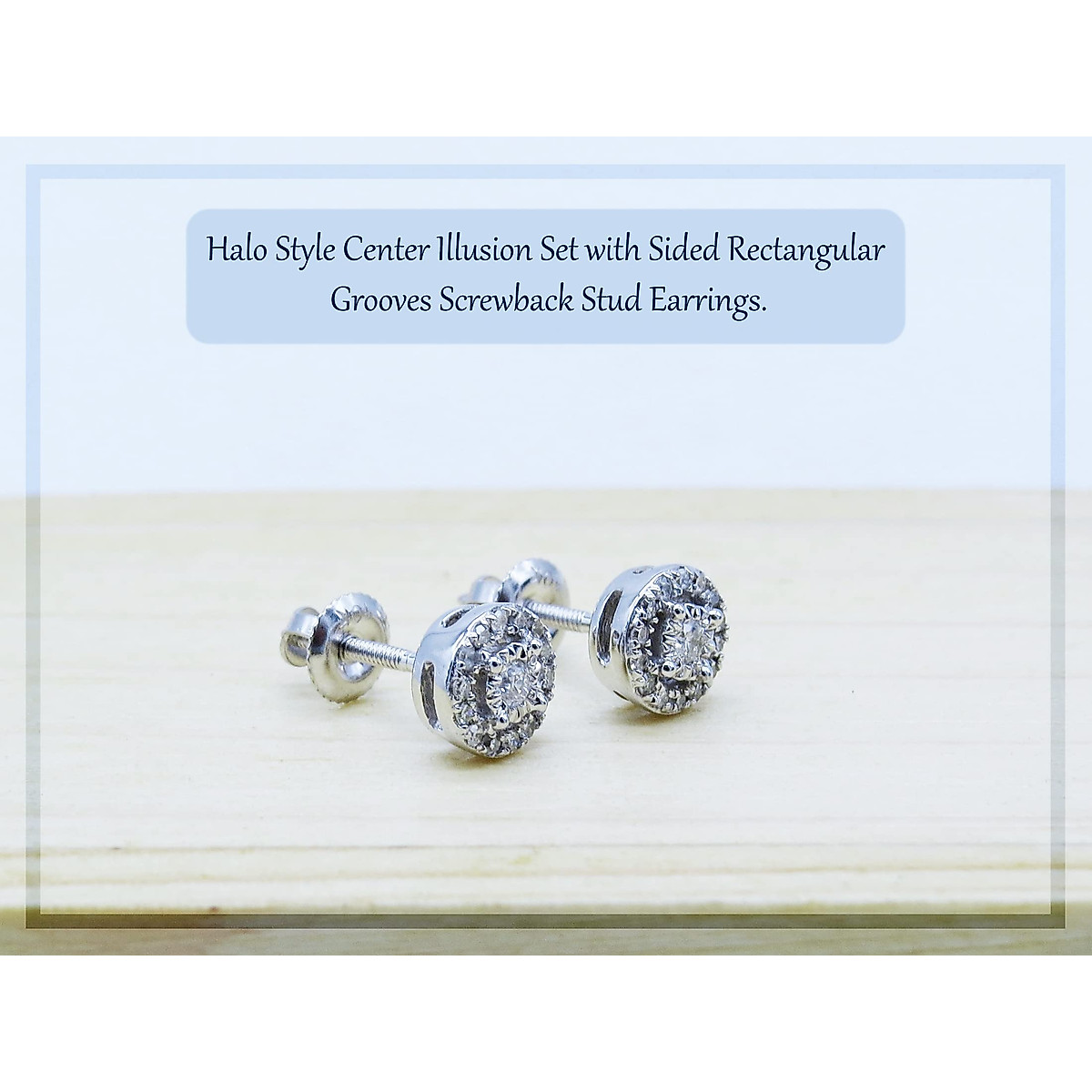 Dazzlingrock Collection Round White Diamond Centre Halo Illusion Set Stud Earrings for Her (0.20 ctw, Color I-J, Clarity I2-I3) in 10K White Gold in Screw Back