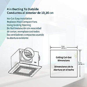 Tech Drive Bathroom fan with light 80 CFM, 2.0Sone No Attic access Needed Installation,Very Quiet Ventilation and Exhaust Fan With LED light 4000K 600LM