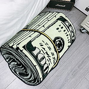 XIAOQIN Money Rug, 100 Dollar Bill Rug, 20x32 inch Money Creative Funky Rug, Fun Bath mat, Suitable for Bathroom, Bedroom, Living Room, Front Door, Home Decor Door Mat
