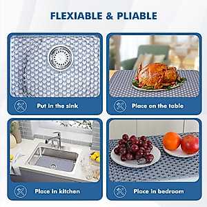 Bestjing Silicone Sink Mat - Protectors for Kitchen Sink with Center Drain, 26"x 14" Kitchen Sink Grid, Non-Slip Heat-Resistant Sink Mat for Bottom of Farmhouse Stainless Steel Sink (Center Hole)