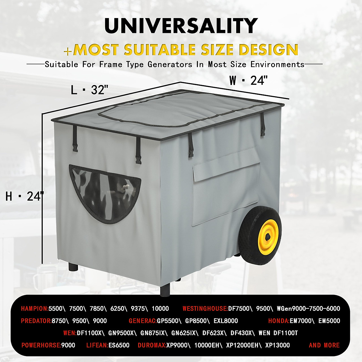 GEHENG Generator Covers, Generator Covers While Running, Top Can Be Opened for Refueling, 600D Silver Coated Oxford Waterproof Cloth+200D Flexible Fabric Inner Lining, Double Layer Material