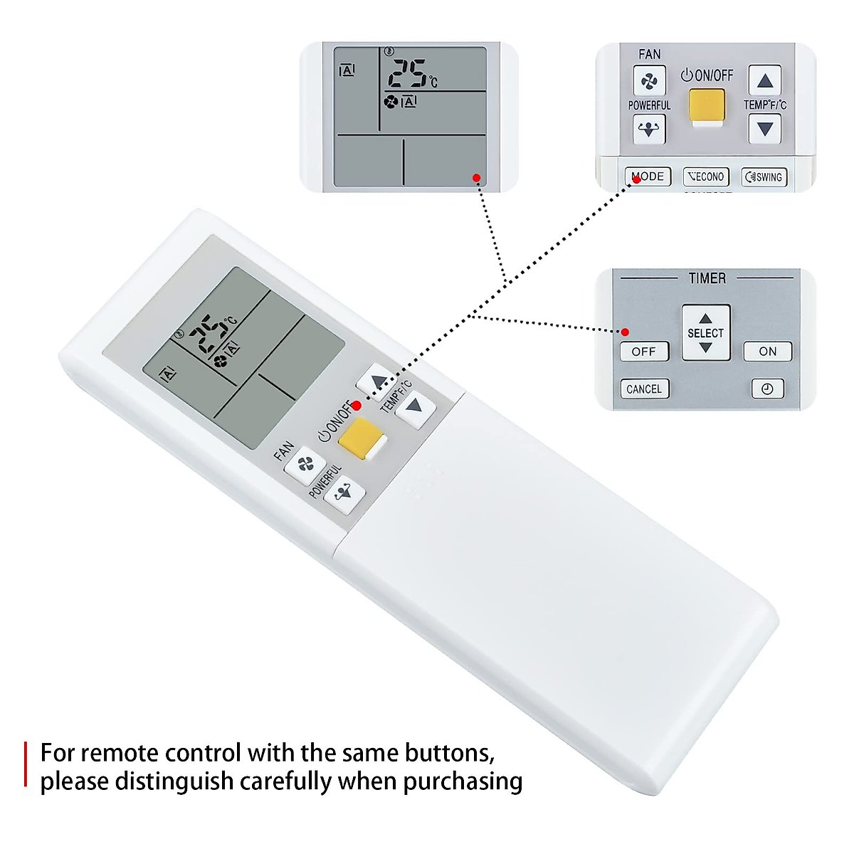 Replacement Remote Control for Daikin ARC452A9 ARC452A15 ARC452A16 ARC452A17 ARC452A18 ARC452A19 ARC452A20 ARC452A21 ARC452A3 Air Conditioner