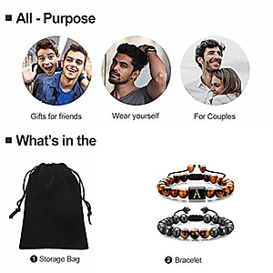 M MOOHAM Birthday Gifts for Men Bracelets - Beaded Bracelets for Men Funny Gifts for Men Initial C Bracelet Personalized Gifts for Men Christmas Gifts for Teen