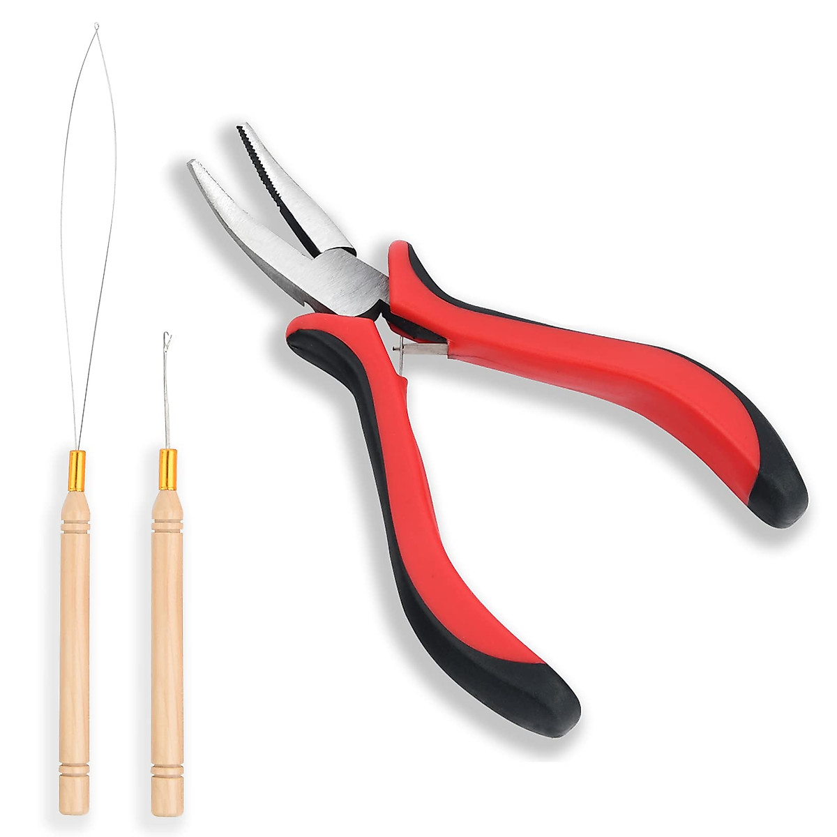 Neitsi 3pcs Kit for Micro Link Hair Feather Extensions: Pliers, Micro Pulling Needle, and Loop Threader