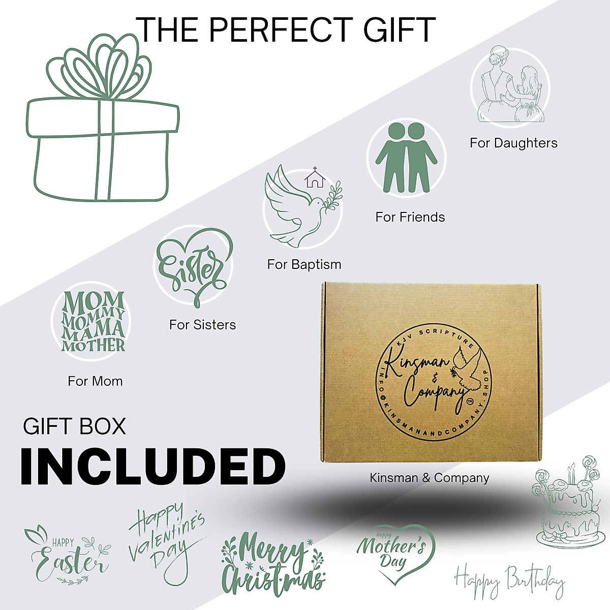 Kinsman Company Faux Peanut/Green Eucalyptus KJV Bible Cover Case for Women/King James Bible Cases for Woman/Large Bible Covers for Women/Bible Bags for Women Organizer/Leather Bible Covers for Women