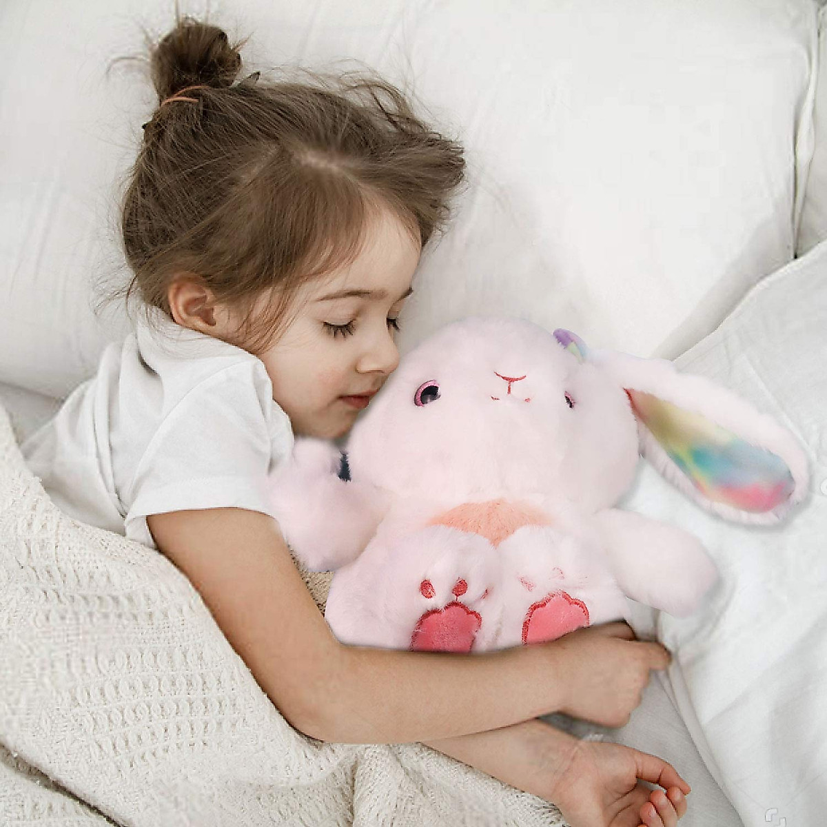 Prefilled Jumbo Easter Eggs with 9.8 inch White Easter Plush Bunny Stuffed Animal Easter Gifts for Kids Boys Girls, Easter Basket Stuffers/Fillers, Easter Egg Hunt, Easter Party Favor