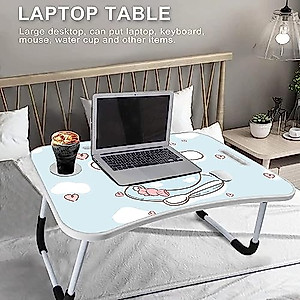 Kawaii Laptop Desk Foldable Kawaii Bed Desk Table Cute Folding Breakfast Tray Portable Lap Standing Desk Notebook Stand Reading Holder for Bed/Couch/Sofa/Floor