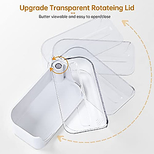 aceyoon Butter Dish with Transparent Lid, Dishwasher Safe Butter Storage Container, ABS Plastic Butter Dish for Countertop, Butter Dishes with Knife & Butter Stick