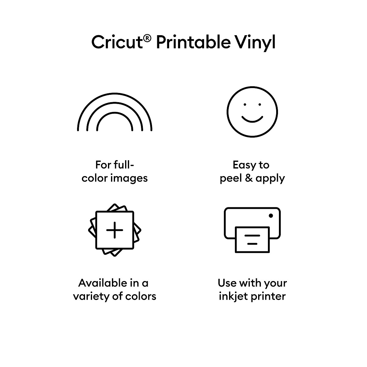 Cricut Printable Vinyl - US Letter Size (12 Ct), Printable Vinyl for Stickers, Labels, Vinyl Paper for Inkjet Printer, Compatible with Cricut Maker, Explore 3, & Cricut Joy Xtra Machines, White, 12ct