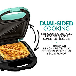 Nostalgia MyMini Personal Sandwich Maker, Nonstick Panini Press, Pizza Pockets, Quesadillas, Mint Green