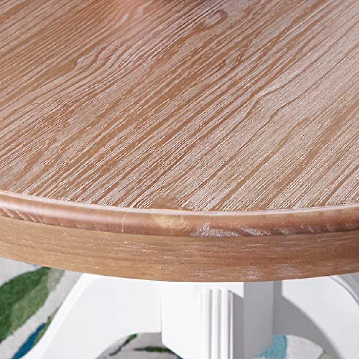 Linon Natural and White 2 Tone Pedestal Dining Harris Table