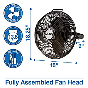 Air King 9314 14-Inch Industrial Grade High Velocity Multi Mount Fan,Black