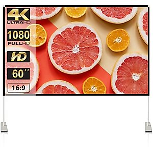 Projector Screen with Stand 60inch Portable Projector Screen 16:9 4K HD Outdoor Indoor Projector Screen with Carry Bag Foldable Wrinkle-Free Movie Screen for Home Theater Travel Camping Party Office