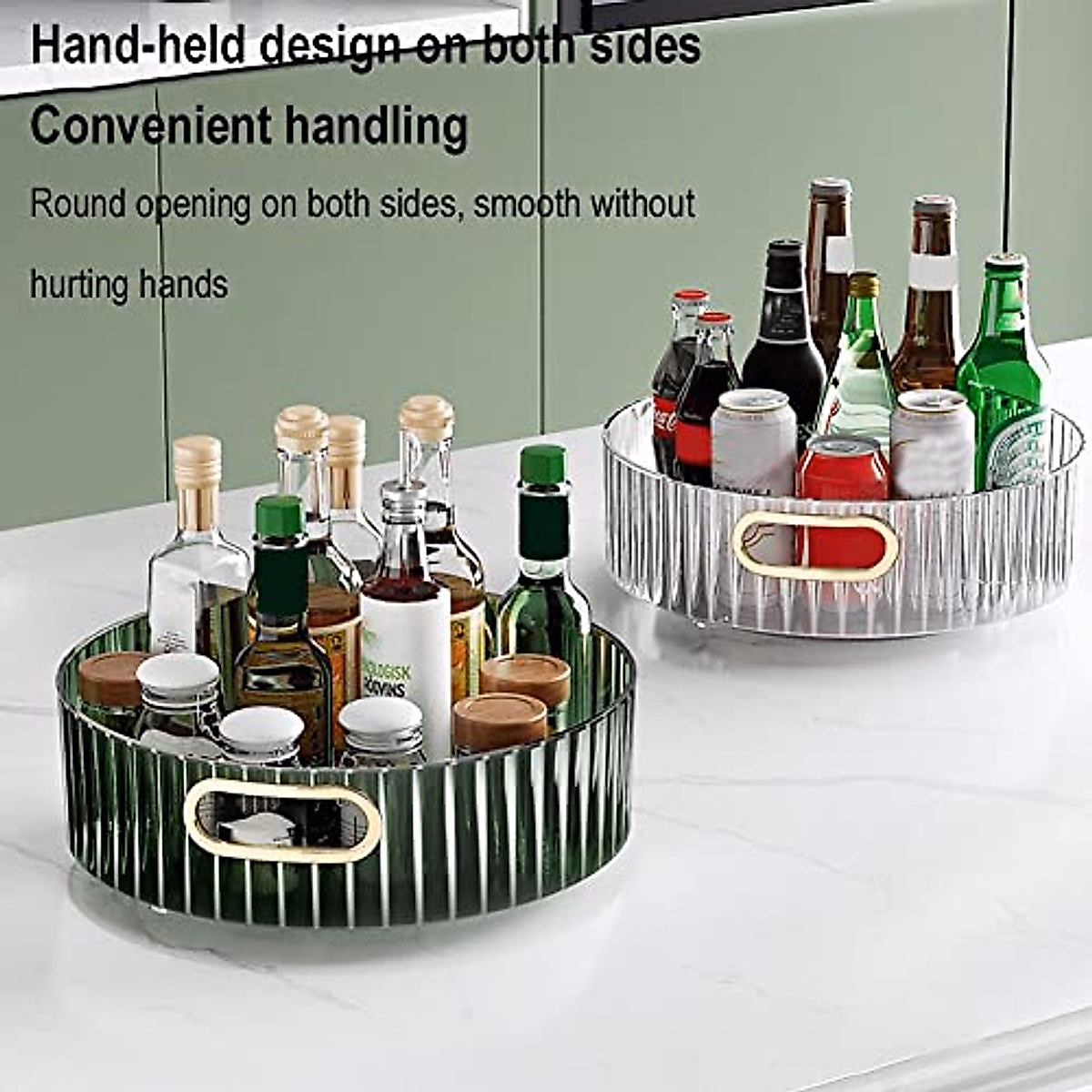 Lazy Susan Organizer for Kitchen, Clear 360° Rotating Turntable Organization & Storage Container, Turntable Organizer for Cabinet Pantry Table Organization