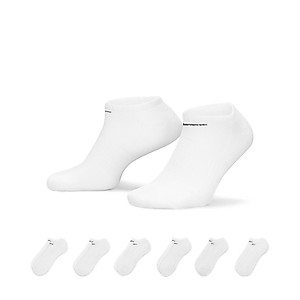 Nike Everyday Cushion No Show Socks, White/Black, Medium, Unisex, Pack of 6