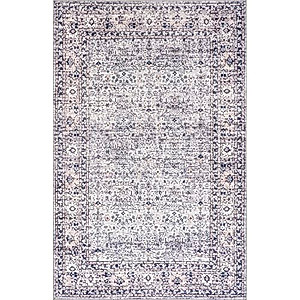 nuLOOM Indy Vintage Stain-Resistant Machine Washable Area Rug, 8' x 10', Grey