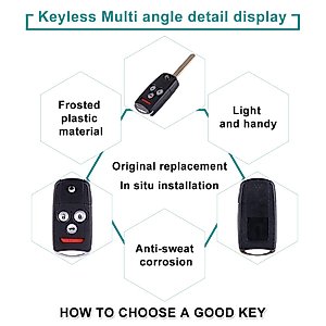 SELEAD Flip Key Fob 4 Buttons Keyless Entry Remote Key SHELL CASE fit for 2007-2014 Acura MDX RDX TL TSX ZDX Accord Antitheft Keyless Entry Systems IYZFBSB802 1pc US Stock