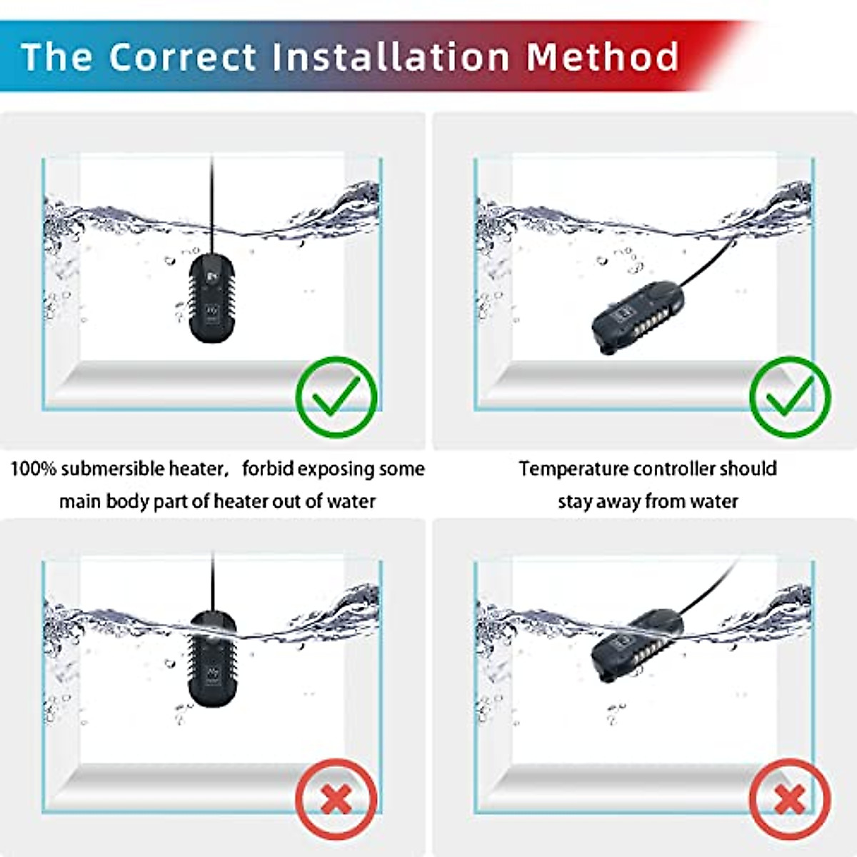 Hoosel Small Submersible Aquarium Heater, 50W Betta Fish Tank Heater with Electronic Thermostat Adjustable LED Digital Temperature Display