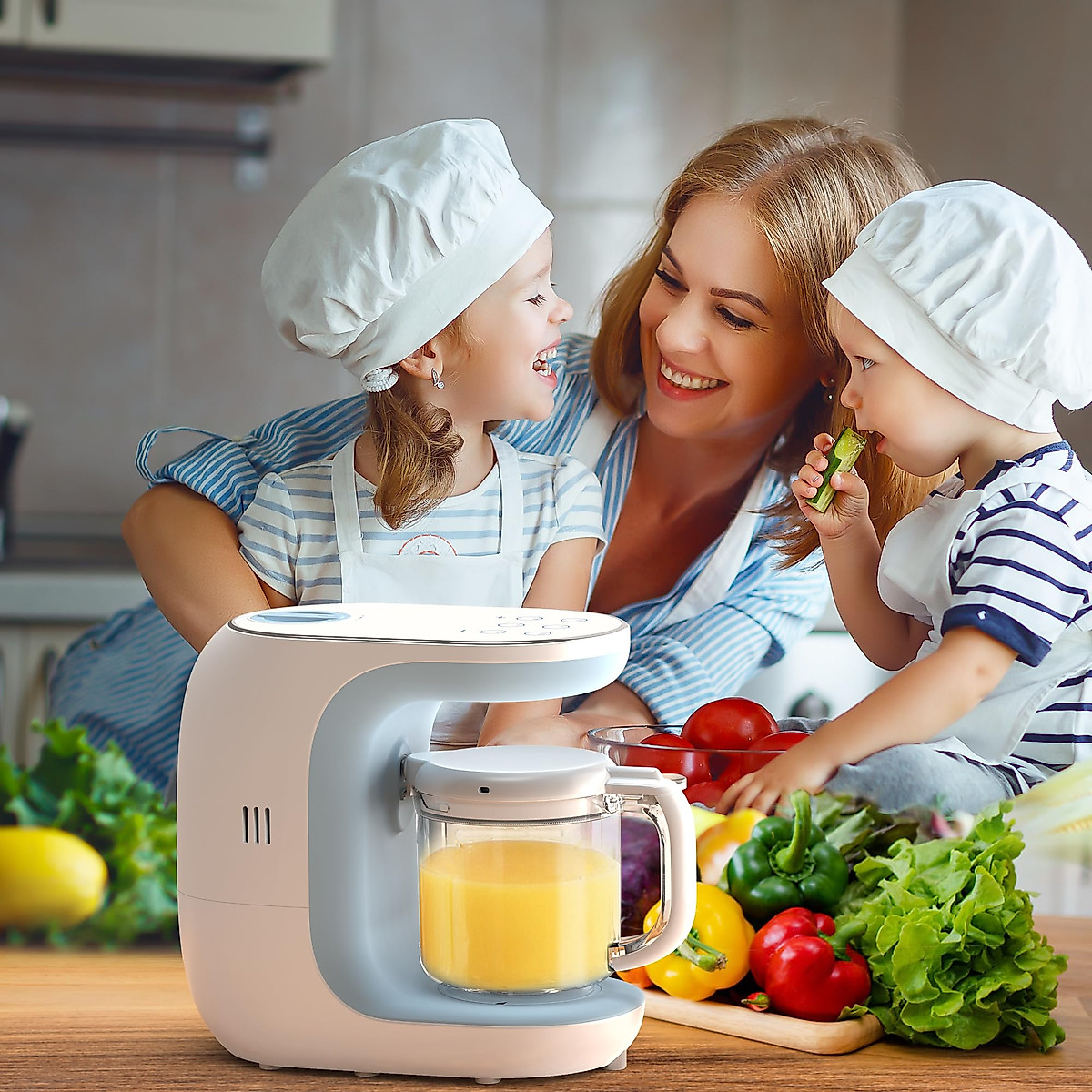 Baby Food Processor Maker Steamer and Blender, Multi-Functional Food Steamer Puree Grinder Machine, Auto Cooking & Shut-Off, Touch Control Panel, Defrost & Steaming Baby Food Mills