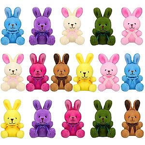 Elcoho 16 Pack Easter Plush Bunnies Stuffers Bunny Plush Bunny Animals Easter Baskets Filler Easter Party Favor