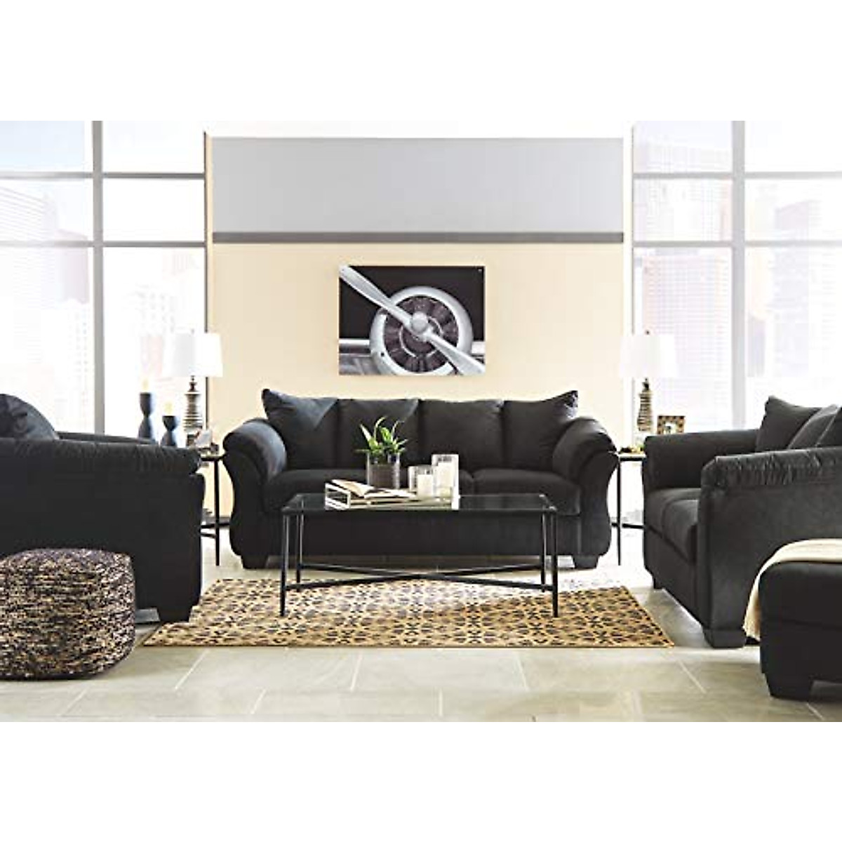 Signature Design by Ashley Darcy Classic Contemporary Sofa, Black