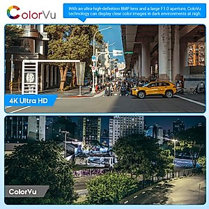 UltraHD 8MP Full Color POE IP Camera Compatible for Hikvision, Human&Vehicle Detection, 24/7 Full Time Color Night Vision,2.8mm Fixed Lens,Built-in Microphone,WDR,IP67 Outdoor
