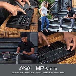 Akai MPK Mini MK3 MIDI Keyboard Controller + M-Audio SP2 Sustain Pedal, with MPC Beats and Software Suite – Beat Maker Bundle (Black)