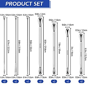 Artcome 23 Pcs 304 Stainless Steel Micro Spoop & Lab Spatula Set - Mixing Spatula - Laboratory Sampling Scoop - Powder Scoop for Empty Pill Capsules Filling
