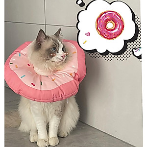 KUDES Cat and Small Dog Cone Waterproof, [Unique Design] Cute Donut Cat E Collar with Removable Washable Cover, Adjustable Neck Cone After Surgery Recovery Collar Pillow for Small Pets to Stop Licking