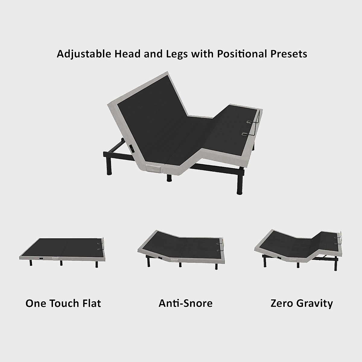 Irvine Home Collection King Adjustable Base with 12 Inch Gel Memory Foam Mattress | Dual Massage | Underbed Light | Wireless Remote | USB Ports | Zero Gravity