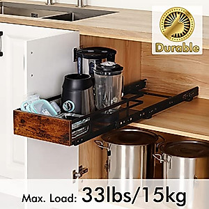 KES Pull Out Cabinet Organizer, 12" Wide Kitchen Slide Out Cabinet Drawer Organizer for Kitchen, Slide Out Wood Pull Out Drawer Storage Shelves with Soft Close, KPO503W30D53-BK