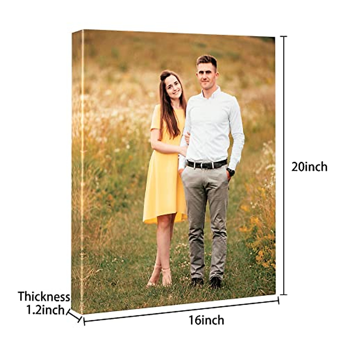 Personalized Pictures to Canvas for Wall 16x20 inches, Custom Canvas Prints with Your Photos for Family/Pet/Kid/Lovers, 16x20in