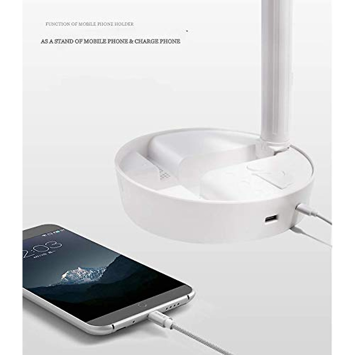 Lrufodya Portable Desk Fan, Height Adjustable Folding Floor Fan with Mister, Rechargeable Personal Travel Fan with 4 Wind Speeds Air Humidifier LED Lamp Night Light for Outdoor Camping fishing(White)