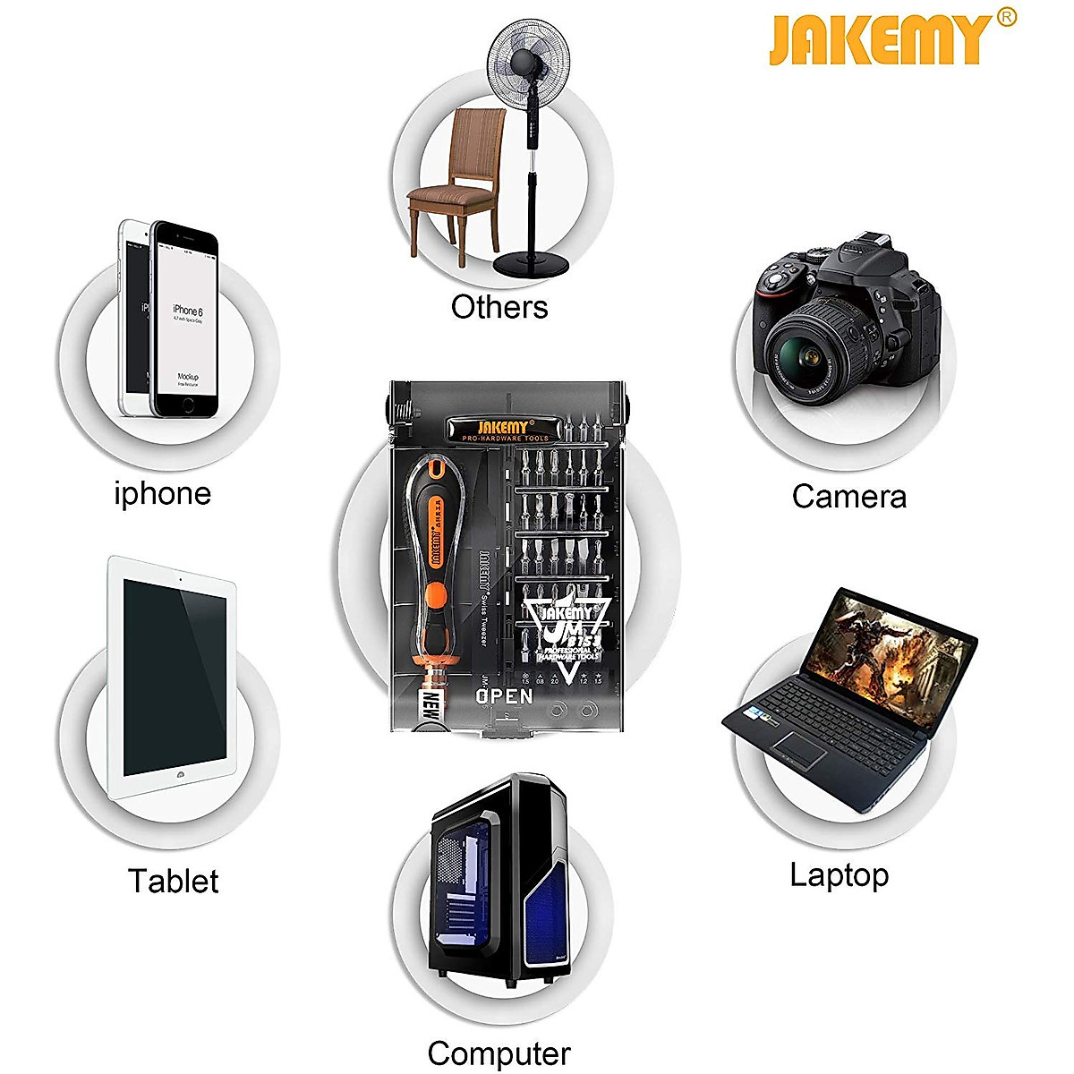 JAKEMY 39 in 1 Screwdriver Set Precision Repair Tool Kit with 36 Magnetic Driver Bits Screwdriver Kit for iphone 11/X/8/7 Plus Cell Phone Macbook Laptop PC Black