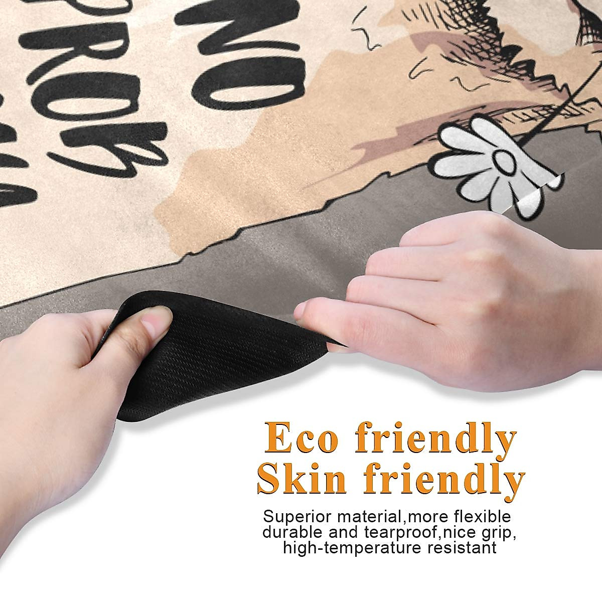 ALAZA Llama W/Sunglasses Chamomile Quote No Prob Nonslip Yoga Mat Towel with Grip Dots for Women Men