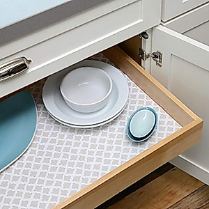 Con-Tact Brand Grip Prints Durable Non-Adhesive Non-Slip Shelf and Drawer Liner, 18" x 8', Talsiman Pale Gray