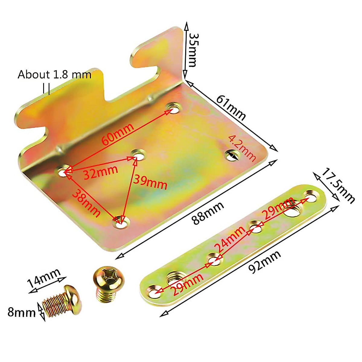 Bed Rail Brackets,Bed Rail Fittings, Bed Frame Hardware,for Connecting to Wood, Headboards and Foot-Boards,Set of 4 with Screws