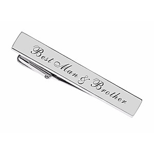 Personalized Hand Polished Silver Stainless Steel Tie Clip Custom Engraved Free - Ships from USA