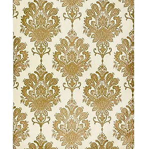 Yifely Luxury Gold Damask Shelving Paper Removable Shelf Liner Adhesive Cabinet Sticker 17.7 Inch by 9.8 Feet