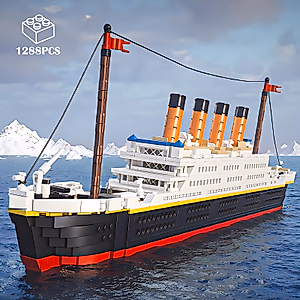 RSDHFLY Titanic Model Building Blocks Set,1288 Pieces Titanic Cruise Ship Model Building Set Toys,a DIY Bricks for Adults and Toys Gifts for Kids