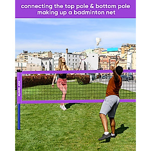 NQV Professional Portable Outdoor Purple Volleyball Net Set with Adjustable 3 Levels Height Steel Poles, Anti-sag System,Volleyball,Pump,Boundary Line and Carrying Bag for Backyard