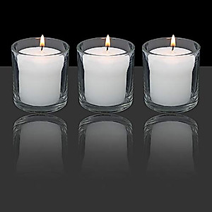 White Votive Candles in Clear Glass Jar 24 Hour Long Burning Time Decorative 1 Day Candle Cups Unscented for Dinner Wedding Centerpieces -6 Pack