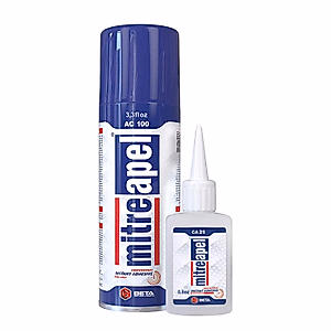 MITREAPEL CA Glue with Activator (0.80 oz - 3.30 fl oz.) - CA Glue for Woodworking - Cyanoacrylate Glue and Activator Spray - Crazy Glue, Super Glue for Crafts and DIY Projects - (1 Pk)