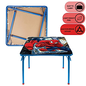 Idea Nuova Marvel Spiderman 3 Piece Children's Activity Square Table and Chair Set, Ages 3+ (NN201039)