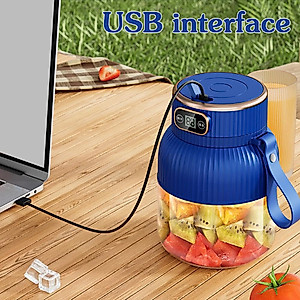 Generic Portable Blender with 10 Blades,Mini Smoothie Blender 600ml,Fruit Juice Mixer,Intelligent Digital Display Juicer Cup With Self-cleaning Function,USB Traveling Fruit Veggie Juicer, green