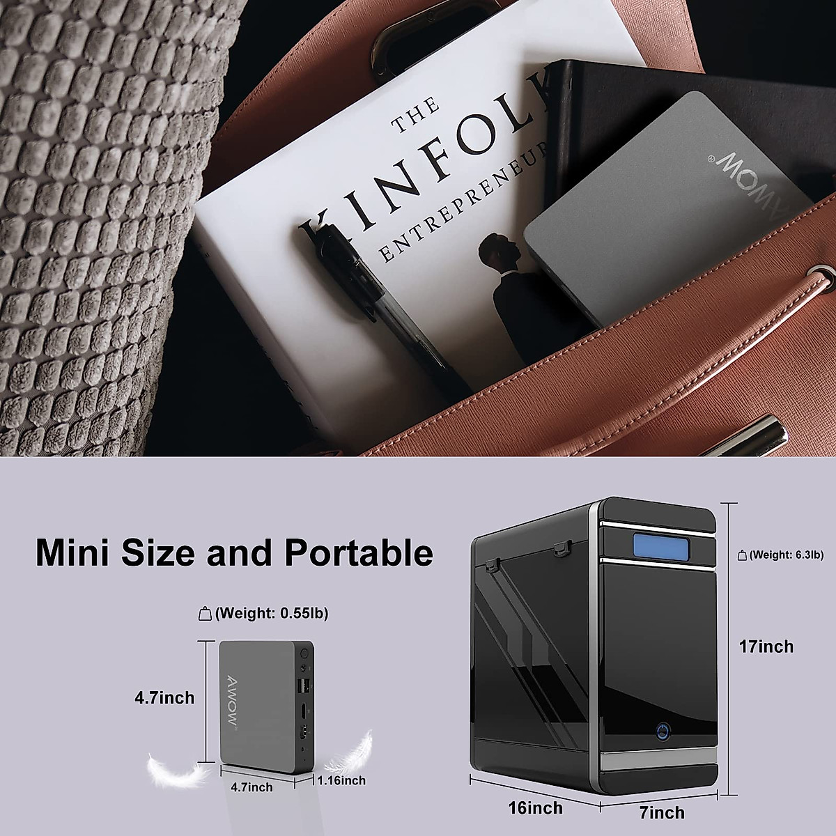 AWOW Mini PC Windows 10 PRO, Intel 4 Cores Celeron N3350 (Max 2.4 GHz), Small Desktop PC 6GB DDR4 RAM 64GB SSD, Mini Computer Support 4K Dual HDMI, WiFi5 Bluetooth 4.2, Gigabit Ethernet, 2*USB